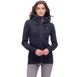 Ragwear Sweatjacke NESKA ZIP CORE Kapuze mit Kordelzug und praktische Kängurutasche, blau