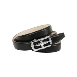 Anthoni Crown Ledergürtel mit filigraner Automatik Schließe, schwarz