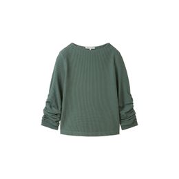 Tom Tailor Denim Damen Sweatshirt mit Falten, grün, Uni, Gr. XL