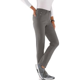 Damen 5-Pocket-Jeans mit seitlichem Dehnbund anthrazit, Gr&ouml;&szlig;e 42