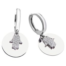 dKeniz Ohrhänger 925/- Sterling Silber Zirkonia weiß 3,5cm Glänzend