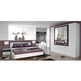 Schlafzimmer-Set Rauch "Burano" Schlafzimmermöbel-Sets Gr. mit 5-trg. Schrank, schwarz-weiß (weiß, graumetallic) Komplett Schlafzimmer