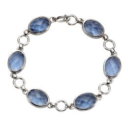 JAMELLI Armband 925/- Sterling Silber Quarz (beh.) blau 20,5cm Glänzend