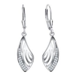 V Ohrhänger 925 Silber Zirkonia weiß 925/- Sterling Silber Zirkonia weiß 3,7cm Glänzend