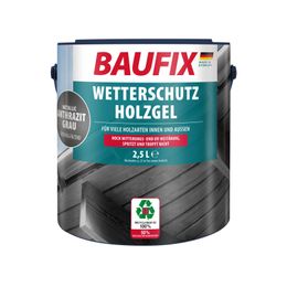 Baufix Metallic Wetterschutz-Holzgel anthrazitgrau seidenglänzend, 2.5 Liter, Holzlasur