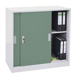 Aktenschrank Preston MCW-F41, Stahlschrank B&uuml;roschrank, mit abschlie&szlig;baren Schiebet&uuml;ren 90x90x45cm ~ gr&uuml;n