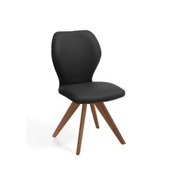 NIEHOFF SITZMÖBEL Niehoff Sitzmöbel Colorado Trend-Line Design-Stuhl Wild-Nussbaum/Leder - 180° drehbar Napoli schwarz