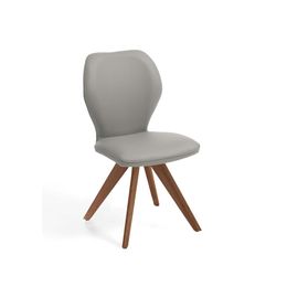 NIEHOFF SITZMÖBEL Niehoff Sitzmöbel Colorado Trend-Line Design-Stuhl Wild-Nussbaum/Leder - 180° drehbar Napoli lichtgrau