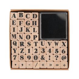 Rico Design Stempel-Set ABC & ZAHLEN II 48er-Pack aus Holz
