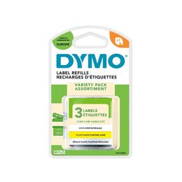 Dymo Original LetraTag Etikettenband | Papier/Kunststoff/Metall | 12 mm x 4 m | selbstklebendes Etiketten | für LetraTag-Beschriftungsgerät | 3 Etikettenkassetten