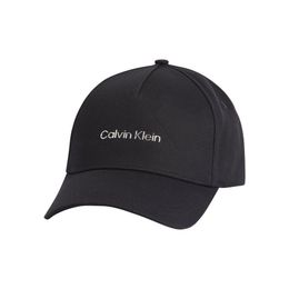 Calvin Klein Baseball Cap mit Metall-Schriftzug, schwarz