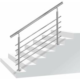 Treppengeländer 180m Edelstahl Handlauf mit Pfosten Geländer Außen-Innen Eingangsgeländer ür Treppen Wand Treppenhandlauf inkl. Montagematerial, 5
