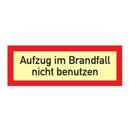 Brandschutzzeichen DIN 4066 L297xB105 mm Aufzug im Brandfall nicht benutzen Kunststoff