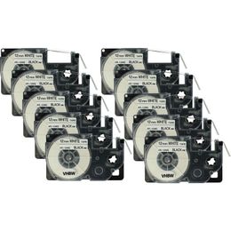 vhbw 10 x Kassette Patronen Schriftband 12mm kompatibel mit Casio KL-60, KL-7000, KL-70E, KL-7400, KL-750E, KL-780 Ersatz für Casio XR-12WE1, XR-12WE.