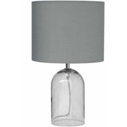 Beliani Tischlampe Grau Rauchglas 44 cm runder Stoffschirm Vasenform Kabel mit Schalter Minimalistisches Design - Transparent