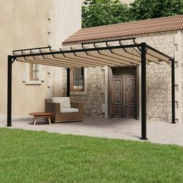 Pavillon Familienzelt mit Lamellendach 3x4 m Taupe Stoff und Aluminium vidaXL