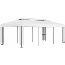 Pavillon Familienzelt mit Doppeldach 3 x 6 m Weiß vidaXL