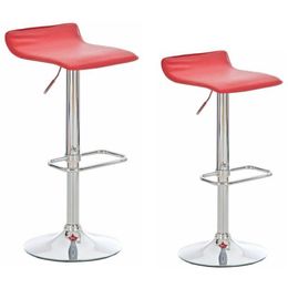 Haloyo - 2er Set Barhocker Barstuhl Tresenhocker drehbar Stuhl & Lehne Chrom Lounge bar rot