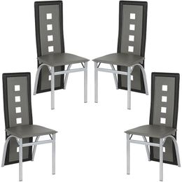 2tlg Esszimmerstühle Set Stuhl Hochlehner Polsterstuhl Sitzgruppe Essgruppe Esszimmerstuhl Besucherstuhl Grau-schwarz