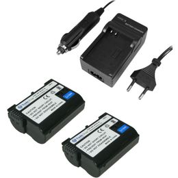 TRADESHOP Trade-Shop Set: 2x AKKU 1900mAh + LADEGERÄT für Nikon D500 D600 D610 D750 D850 D7000 D7100 D7200 D7500 D800 D800E D810 D810A D8000 Nikon 1 V1 WT-7