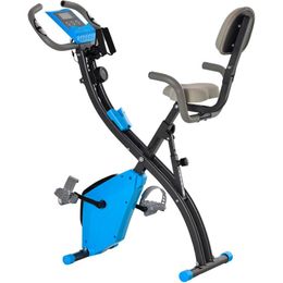 HOMCOM - Heimtrainer mit 8 Widerstandstufen Schwarz Blau 97 cm x 51 cm x 115 cm - Blau+Grau