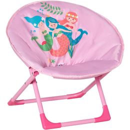 HOMCOM Moonchair Campingstühle Kinder Mondstuhl faltbar Kinder-Klappsessel klappbar In-& Outdoor leicht zu tragen für Kleinkind Mädchen Junge Stahl Rosa Ø50