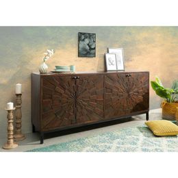 Massivmöbel24 Sideboard Akazie 183x46x86 braun lackiert stilmöbel 113 - braun