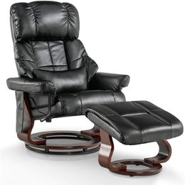 Mcombo - m Massagesessel mit Hocker, 360° drehbarer Relaxsessel mit Liegefunktion, moderner TV-Sessel Fernsehsessel mit Seitentasche für Wohnzimmer,