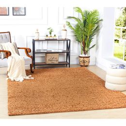 Teppich Hochflor Wohnzimmer Soft Weich Shaggy Einfarbig Terracotta 120 x 170 cm - Surya