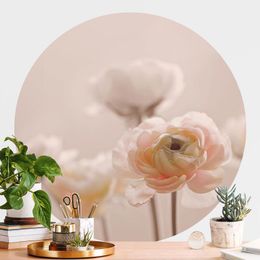 MICASIA - Runde Tapete selbstklebend - Zarter Strauch an Rosa Blüten ø 50cm