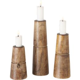 Kerzenständer Hotou 3-teiliges Set Kerzenhalter Holz stilvolles Design - Boltze