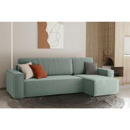 Ecksofa Schlafsofa Sofa MARIS Stoff Mint Ottomane Rechts