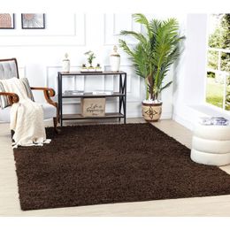 Teppich Hochflor Wohnzimmer Soft Weich Shaggy Einfarbig Dunkelbraun 100 x 200 cm - Surya