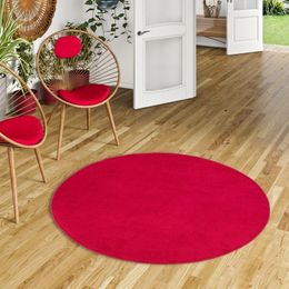 Snapstyle - Trend Velours Teppich Joy Rot Rund - 133 cm Rund