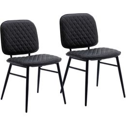 Wahson Office Chairs - 2er Set Esszimmerstühle Moderne Küchenstuhl aus Kunstleder Polsterstuhl mit Metallbeine für Esszimmer, Dunkelgrau