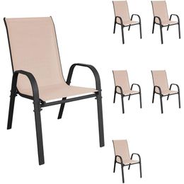 INDA-EXCLUSIV 6 Stück Stapelsessel Metall kd - Textilen Anthrazit/ Beige-DMC330883-6stk-var