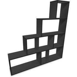 Treppenregal Scala aus Holz Schwarz Raumteiler Standregal 155x29x163 cm - Schwarz - Coemo