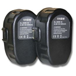 vhbw - 2x Akku kompatibel mit Dewalt DW999KQ, DW999K2H, DW999K-2 Elektrowerkzeug (3000 mAh, NiMH, 18 v)