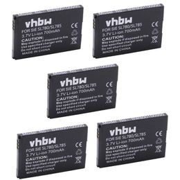 vhbw 5x Akku kompatibel mit Siemens Gigaset SL350, SL350H, SL400, SL400A, SL400H schnurlos Festnetz Telefon (700mAh, 3,7V, Li-Ion)