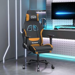 Gaming-Stuhl mit Fußstütze Bürodrehstuhl - Schreibtischstuhl ergonomischer Schwarz und Orange Stoff BV755806 Bonnevie