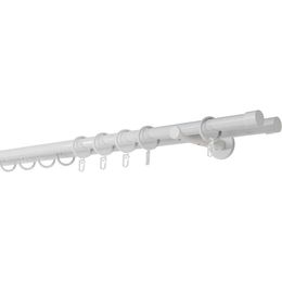 ONDECO - Gardinenstange auf Maß 20mm Cap 2-lauf Vorhangstange Wandträger 12cm Stilgarnitur mit Ringen für Vorhänge - Weiß - 380cm