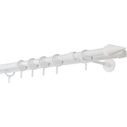 ONDECO - Gardinenstange auf Maß 20mm Kegel 2-lauf Vorhangstange Wandträger 20cm Stilgarnitur mit Ringen für Vorhänge - Weiß - 160cm