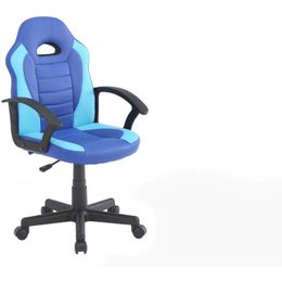 Dmora - Gaming-Stühl Dfaraon, Kinder-Gaming-Sessel, Schreibtischstuhl, 56x55h89/100 cm, Blau und hellblau