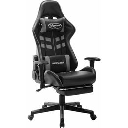 Gaming-Stuhl mit Fußstütze Bürodrehstuhl - Schreibtischstuhl ergonomischer Schwarz und Grau Kunstleder BV675614 - BonneVie