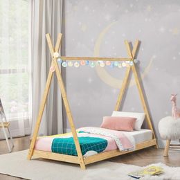 [en.casa] - Kinderbett Tipibett Vimpeli 90x200 cm Bambus