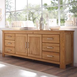 Lomadox Wohnzimmer Sideboard, 220cm breit, in Wildeiche massiv SARAGOSSA-52, b/h/t ca. 220/85/47 cm - braun