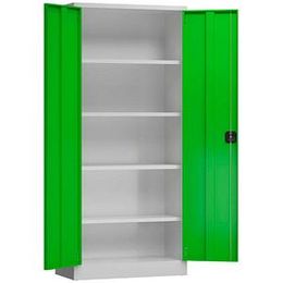 Classix Stahlschrank X-530335 lichtgrau, gelbgrün 80,0 x 38,0 x 180,0 cm, aufgebaut