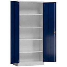 Classix Stahlschrank X-530331 enzianblau, lichtgrau 80,0 x 38,0 x 180,0 cm, aufgebaut