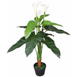 Prolenta Premium - Künstliche Calla-Lilie mit Topf 85 cm Weiß - Weiß