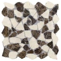 Mosaikfliese Marmor Bruch 30 x 30 cm braun-beige